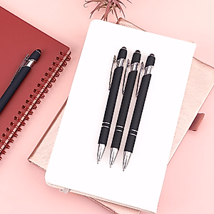 Bribobo 8 Pack Black Ballpoint Pen 2-in-1 Stylus Retractable Ballpoint Pen with Stylus tip, Metal Stylus Pen for Touch Screens, 1.0 mm Black Ink