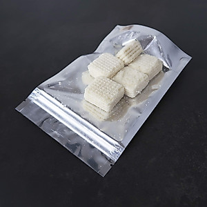 QQ Studio 100 Bags Food Safe QuickQlick™ Stand Up Bag with Single Sided Window and Heat Seal (4" x 6", Clear/Silver/Silver)