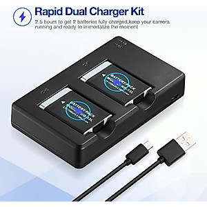Powerextra 2-Pack NB-13L Battery and Rapid Dual USB Charger for Canon PowerShot G7 X Mark ii, G1 X Mark iii, G5 X, G7 X, G9 X, G9 X Mark ii, SX620 HS, SX720 HS, SX730 HS, SX740 HS Cameras