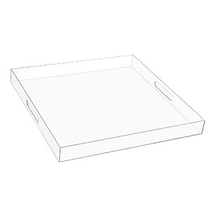 MIKINEE 20×20 Inches Clear Acrylic Sturdy Serving Tray Decorative Ottoman Coffee Table Trays Water Proof Bed Tray Counter Top Organizer