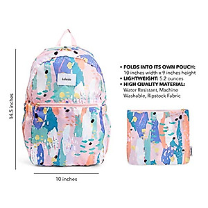 KALEIDO Stylish Lightweight Packable Foldable Backpack Pink Breeze Water Resistant, Convenient, Airport Friendly