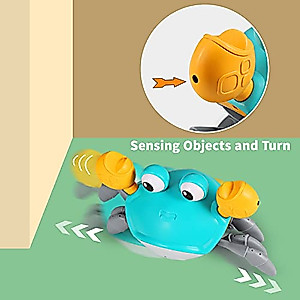 Aprilwolf Escape Crawling Crab, Tummy Time Baby Toys, Sensing Interactive Walking Dancing Toy with Music Sounds & Lights, Infant Fun Birthday Gift Toddler Boy Girl Pet Dog