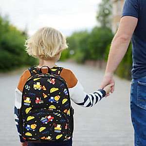 Kids Backpack Boys Girls Preschool Backpacks Toddler Bookbag Kindergarten Daycare Nursery School Bag with Chest Strap (Truck Black)