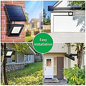 Solar Lights Outdoor Solar Flood Lights IP65 Waterproof Dusk to Dawn Lights Auto On/Off Bright White Solar Security Lights with 16.4Ft Cable for Front Door Barn Garden Garage Pathway Yard Patio Pool