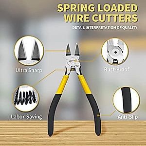 BOOSDEN Wire Cutter,6.5 inch Side Cutters,Wire Cutters for Crafting,Flush Cutter,Ultra Sharp Spring Loaded Wire Cutters for Jewelry Making,Flush Cut Pliers,Dikes Wire Cutters,Floral Wire Cutter,Snips