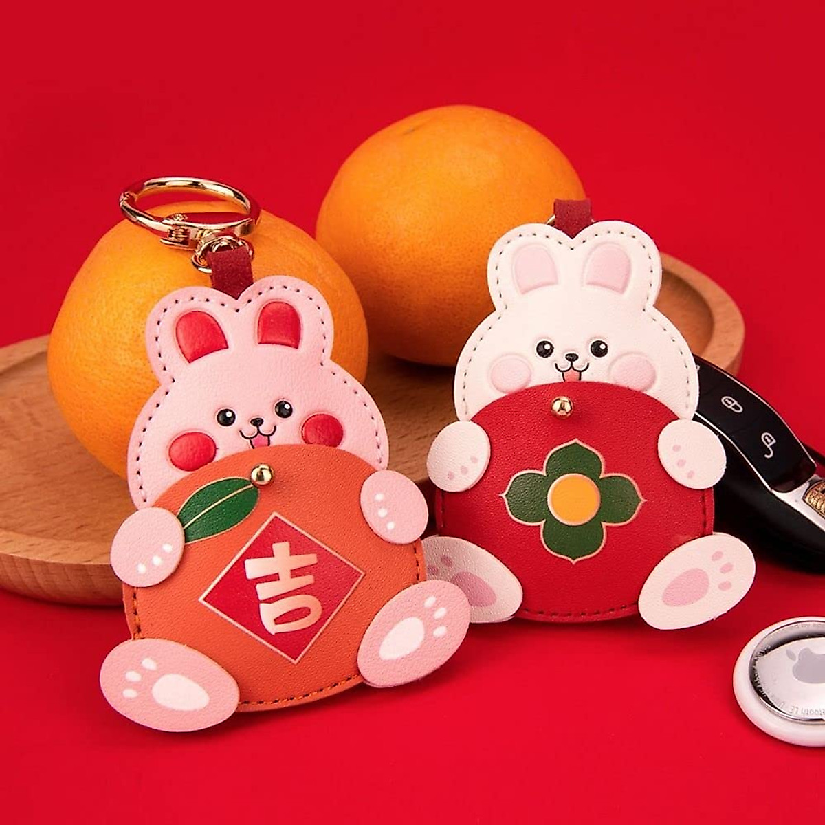 Houchu Keychain Access Control Card Case Bag Charm Fashion Access Control Card Sleeve New Year Trinkets(C)