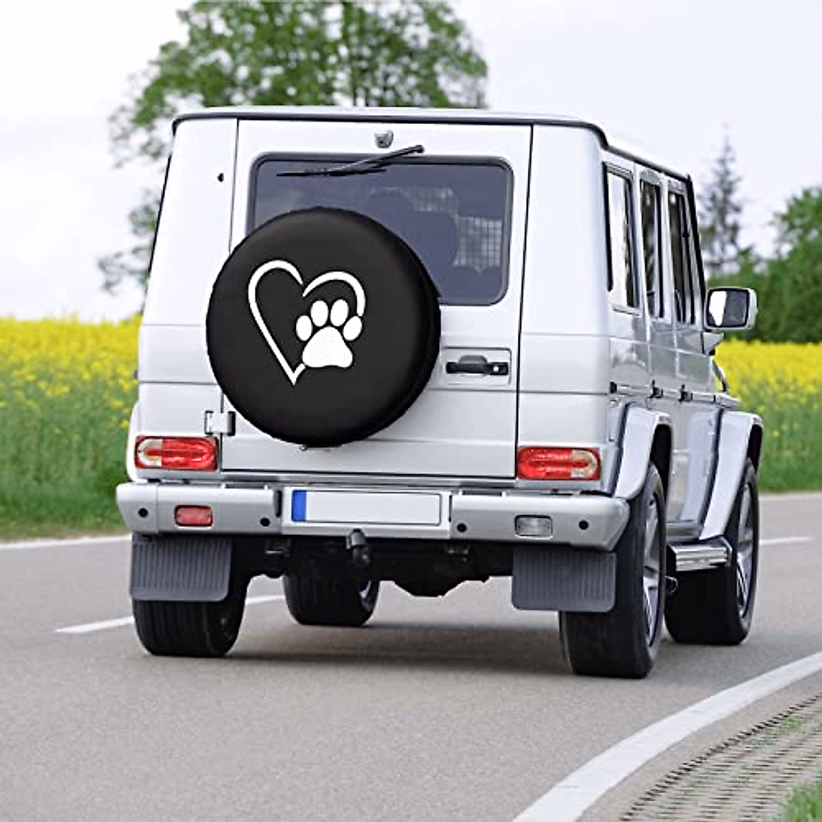 Love Heart Bear's Paw Fashion Graphic Print Spare Tire Cover Wheel Protector Waterproof Dustproof Uv Resistant for Jeep, Camping Travel Trailer, Rv, SUV and Many Vehicle Universal 17 Inch