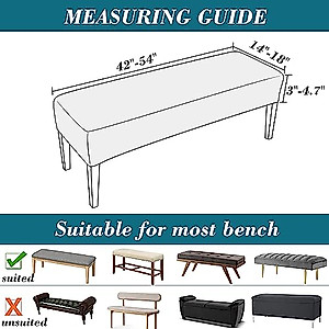 HFCNMY Bench Covers for Dining Room,Waterproof PU Dining Bench Cover Removable Bench Covers Stretch Washable Bench Seat Covers for Dining Room Bench Slipcover Black