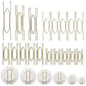 Tbestmax 30 Pcs Plate Hangers for The Wall-6 Size-4 6 8 10 12 14 Inch and 30 Pcs Wall Hooks to Antique Plates and Arts Decor