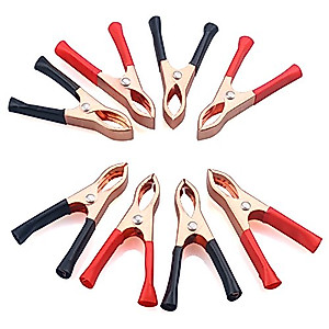 URBEST® Alligator Clamps 30A Copper Plated Metal Battery Clips for Cars, Vehicles, Automobiles, 20Pack Red, Black