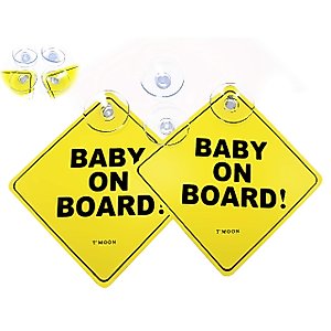 Kapel Baby on Board Sign with 4 Big Suction Cups. Thicker, Heat Resistant, Perfect in All Weathers