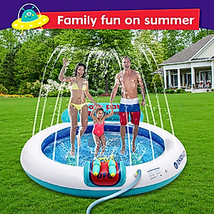 Inflatable Sprinkler Pool for Kids, Outdoor Summer Sprinklers Water Toys for Backyard Yard Lawn, Toddler Splash Pad, Baby Swimming Wading Pool (Classic Edition)