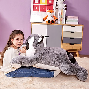 IKASA Giant Raccoon Stuffed Animal Plush Toy,Large Racoon 30" Cute Jumbo Soft Toys,Huge Big Size Plushy Fluffy Fat Oversized Plushie,Gifts for Kids