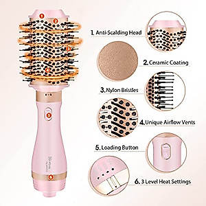 Nicebay Hair Dryer Brush Blow Dryer Brush in One, Hot Tools Dryer Brush Set for Straightening/Drying/Curling, Oval Brush, Multi-Temperature Settings, Detachable Design for Women