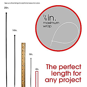 Power Gear 4-Inch Zip Ties, 100 Pack, Durable Nylon, Self-Locking, 18 Lbs. Tensile Strength, 7/8 Inch Maximum Diameter, Clear, 51225