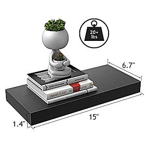 AMADA HOMEFURNISHING Floating Shelves, Invisible Wall Mounted 3 Sets, Modern Faux Wood White Wall Shelves with Matte Finish, Perfect for Bedroom, Bathroom, Living Room and Kitchen Storage