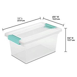 Sterilite Plastic Medium Clip Stacking Storage Box Container with Latching Lid for Home, Office, Workspace, and Utility Space Organization, 8 Pack