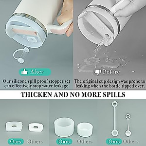 8Pcs Stanley Cup Accessories, Universal for Stanley Cup 1.0 and 2.0, Included 2 Square Stanley Spill Stoppers, 2 Stanley Straw Cover, 2 Round Stanley Leak Stopper, 2 Silicone Bottle Boot, Clear