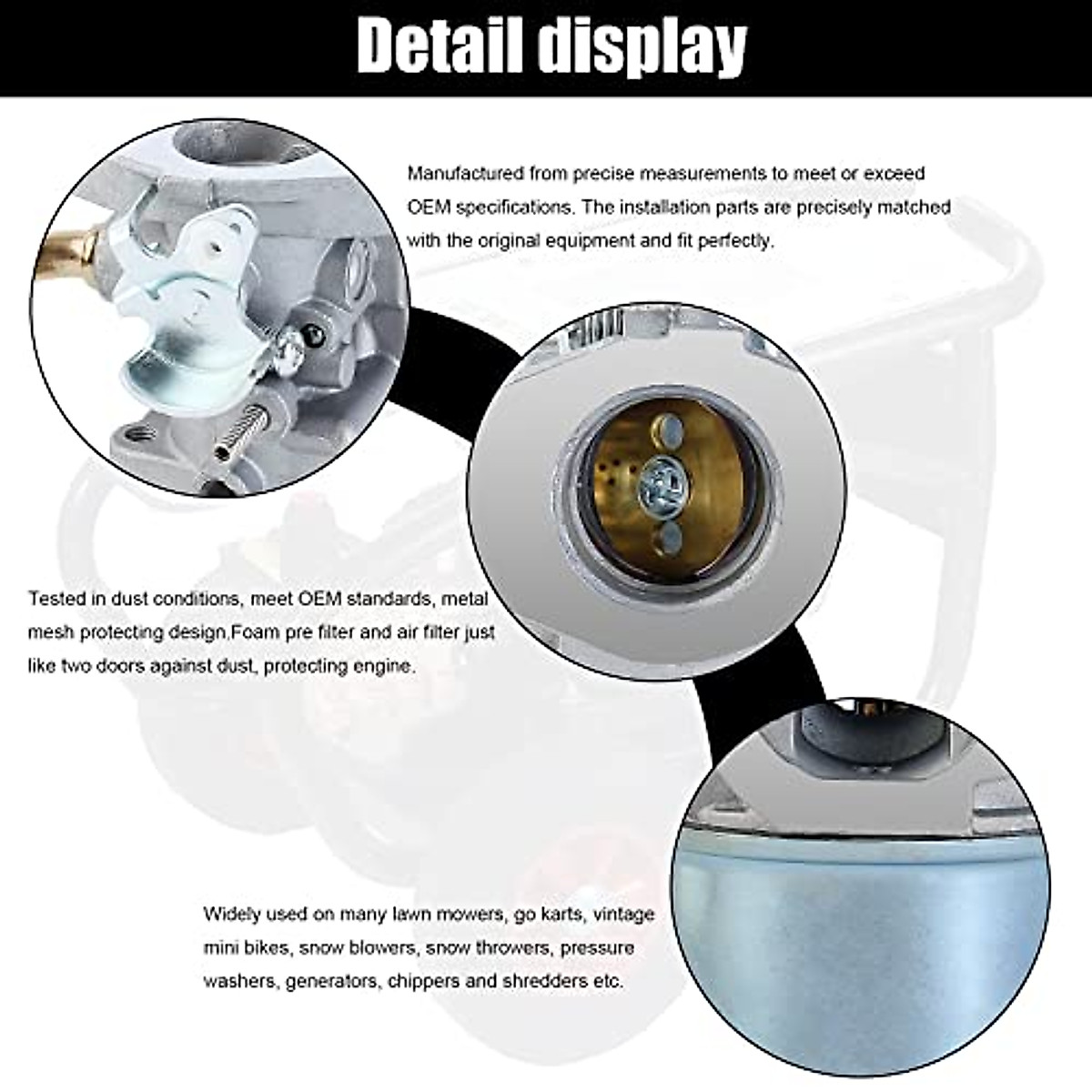 QAZAKY Carburetor Compatible with 12S252 12T102 12T112 12T132 12T152 12T202 12T212 12T232 12T252 12T292 157102 157112 157117 157202 157302 591299 690046 Garden Tiller 5.5hp 6HP 8.25HP