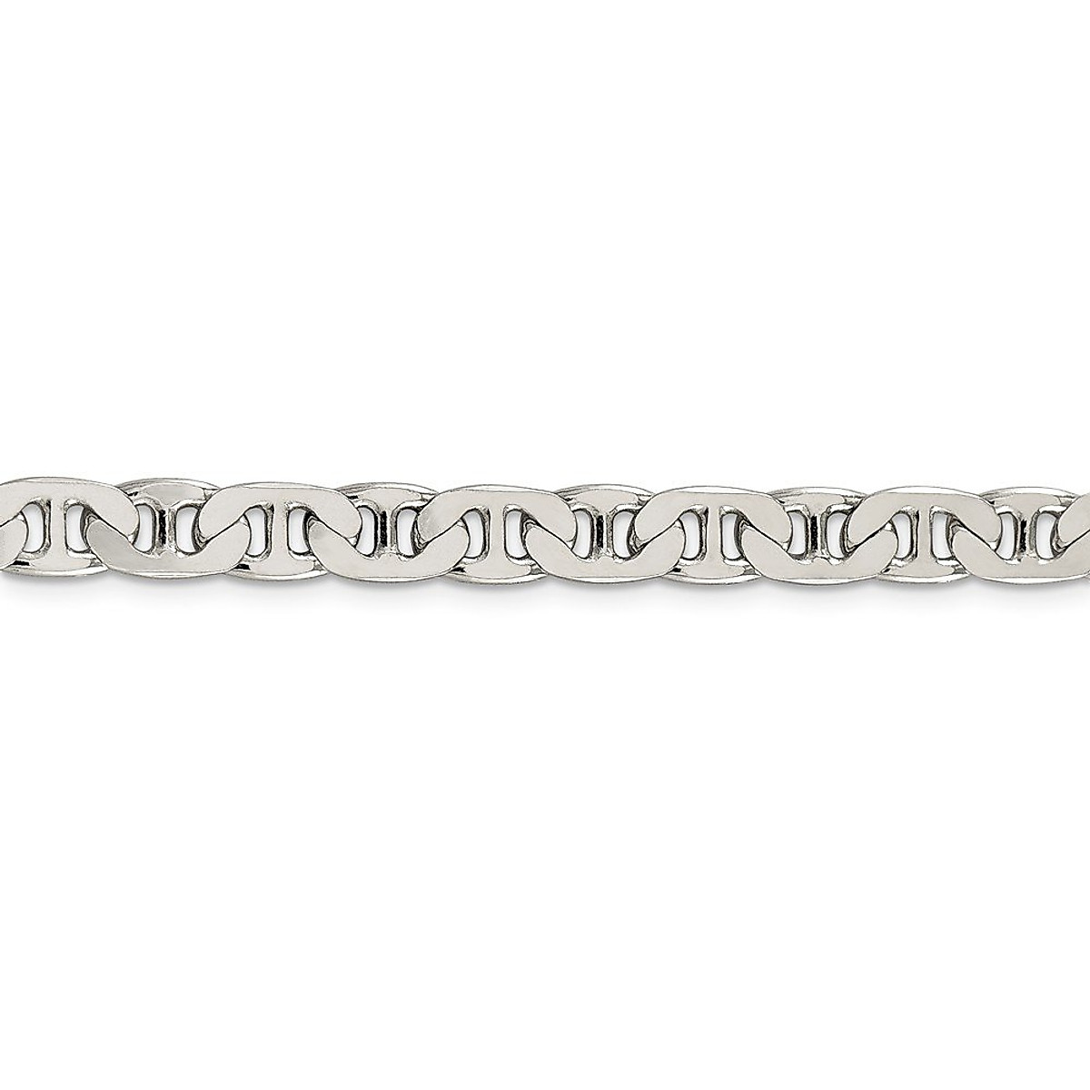 Solid 925 Sterling Silver 6.5mm Anchor Mariner Link Chain Necklace - with Secure Lobster Lock Clasp 20"