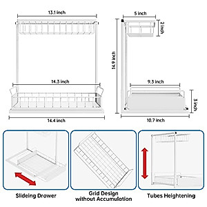 Under Sink Organizers and Storage, Painted Steel Under Cabinet Storage Pull Out Bathroom Organizer with Handles, 2 Tier Under Sink Storage Kitchen Space Rack for Countertop, White