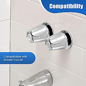 Enhon Bathtub and Shower 2 Handle Remodel Trim Kit Compatible with Pfister Verve Tub Shower, Bathtub Faucet Knob Replacement Include 1 Hot 1 Cold 2 Flanges (Polished Chrome)