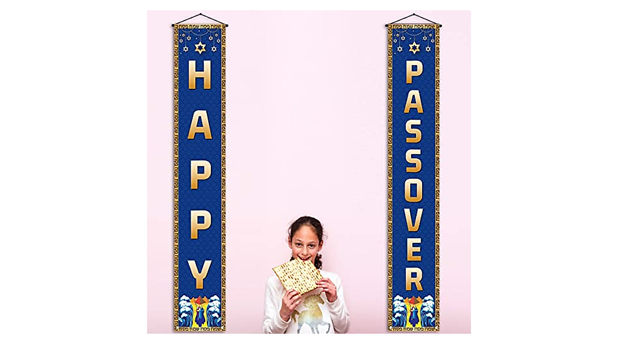 Happy Passover Porch Banner - Durable Jewish Holiday Decor