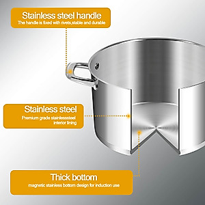 LEUGWAKN Stockpots 8 Quart- Stainless Steel Stock Pot With Lid-Soup Pot-Induction Pot-Cookware Pot -Cooking Pot-Crock Pot