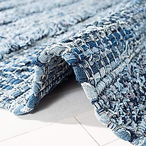 SAFAVIEH Montauk Collection Area Rug - 8' x 10', Blue, Handmade, Ideal for High Traffic Areas in Living Room, Bedroom (MTK417L)