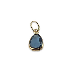 London Blue Topaz Rose Cut Charm 7x6 Irregular Shape Handmade In 14k Yellow Gold 0.85 Carats