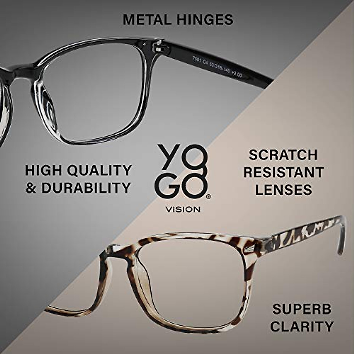 Yogo Vision Blue Light Blocking Computer Glasses Anti Glare Reduce Eyestrain Eyeglasses for Computers Screens for Men and Women (5 pack)