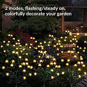 JUHUAMM Solar Tree Branch Light, Solar Christmas Light, Solar Garden Light, Decorative Solar Garden Light, Outdoor Waterproof Firefly Light, for Garden Landscape Decoration (2 Pieces)