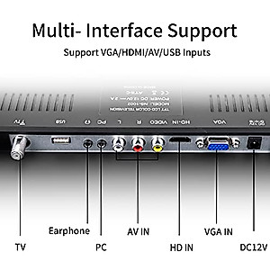 Jexiop 17inch LED TV,HD 1080P Small Widescreen TV with ATSC Digital Tuner,Built-in Speakers with HDMI,VGA,AV Input,USB Port,12 Volt TV Suitable for Caravan,Kitchen,Bedroom
