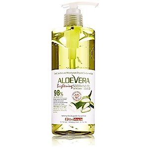 BioMiracle Aloe Vera Brightening and Soothing Gel, 1 Pump Bottle, with 9 Natural Plant Extracts, for Deep Hydration and Anti-Aging Benefits