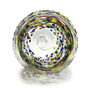 MexART Artisan Crafted Hand Blown Confetti Barril Recycled Glass Shots Glasses, 2 oz. 'Classic' (Set of 6)