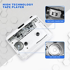 Auto Reverse ＆Clear Stereo Cassette Player,Built-in Cool Copper Wheel Movement＆Earphone,Cassette Tape to MP3 Converter with Tape Converter Software,Powered by USB Power Cord or AA Battery