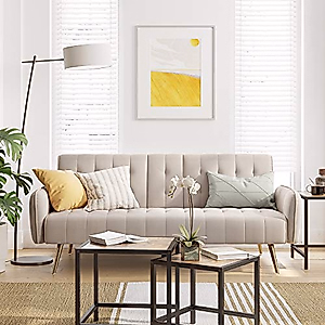 VASAGLE Sofa Bed, Convertible Couch with 2 Cup Holders and Removable Armrests, for Compact Living Space Apartment Dorm Office, 72 x 33.9 x 30.7 Inches, Beige