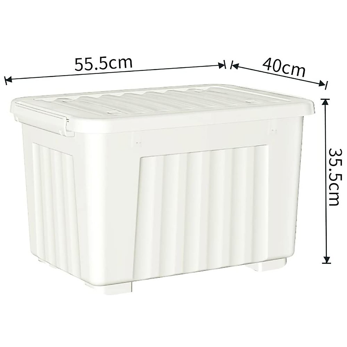 Cetomo 55L*6 Plastic Storage Box,White, Tote box,Organizing Container with Durable Lid and Secure Latching Buckles, Stackable and Nestable, 6Pack, with Buckle