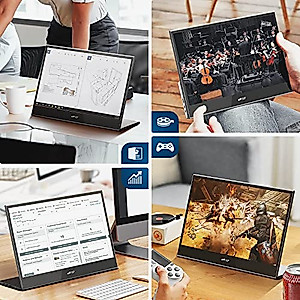 Mobile Pixels Glance 16" 1080P FHD Travel Monitor for Laptop, Portable Monitor HDMI USB Type C Connection, Tilt Adjustment & Non-Slip Portable Computer Screen with Dual Speakers for PC, macOS, Windows