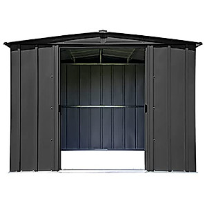 Arrow Shed Classic 8' x 6' Outdoor Padlockable Steel Storage Shed Building, Charcoal