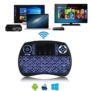 iPazzPort 2.4Ghz Backlit Mini Wireless Keyboard with Touchpad Mouse Combo, Rechargable Li-ion Battery for Google Android TV Box, PS3 XBOX, Raspberry Pi 3, HTPC, IPTV (Backlit Version)