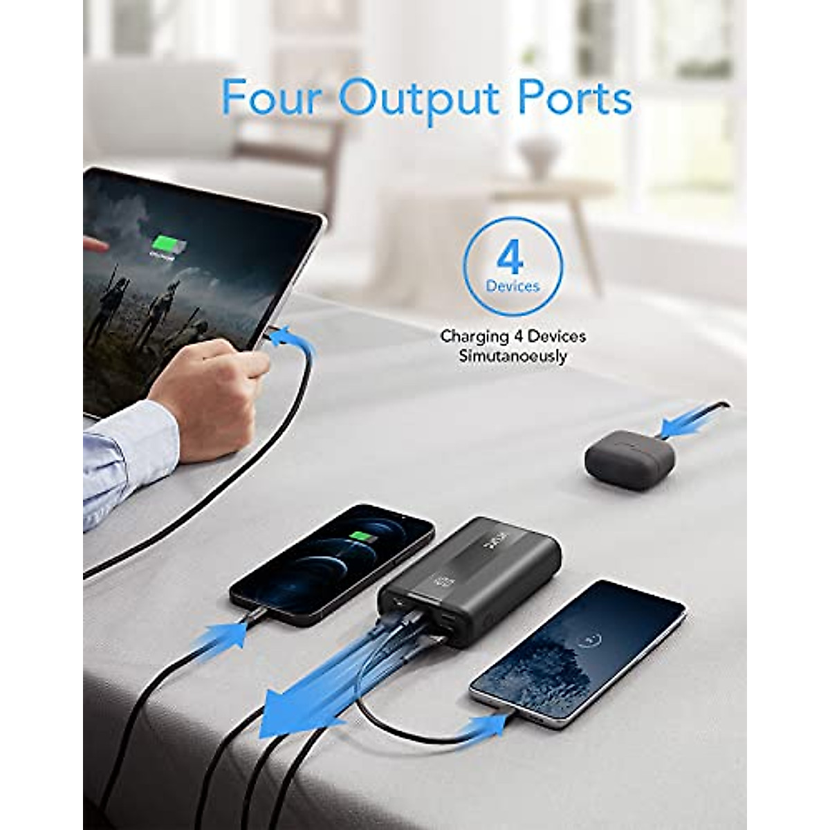 Small Power Bank 20000mAh, VRURC 22.5W PD & QC 3.0 Fast Charging USB C Portable Charger, 4 Output 3 Input Compact Battery Pack, LED Display External Phone Battery Compatible with Smart Devices