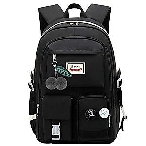 Teens Girls School Backpack Travel Backpack College Laptop Backpacks, 18 Inch Durable Water Resistant Bookbags for Boys Girls Students Women (Black)