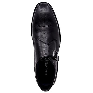 NINE WEST Mens Monk Strap Loafer Dress Shoes I Moc-Toe Bit Slip-On Loafer I Fyfe Black 9