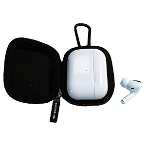CASEBUDi Protective Form Fitting Case Compatible with Apple AirPods Pro | Key Ring and Carabineer Included | Use as Keychain | Ballistic Nylon with Impact Protection (Black)