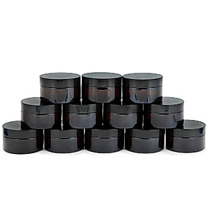 Vivaplex, 12, Amber, 15 ml, Round Glass Jars, with Inner Liners and black Lids