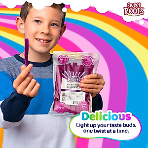 Sweet Roots by Happy Bites Huckleberry Licorice Twists - JUMBO Size - Made with Real Fruit Juice - Certified Kosher - Vegan - Gourmet - Low Fat (16 oz)