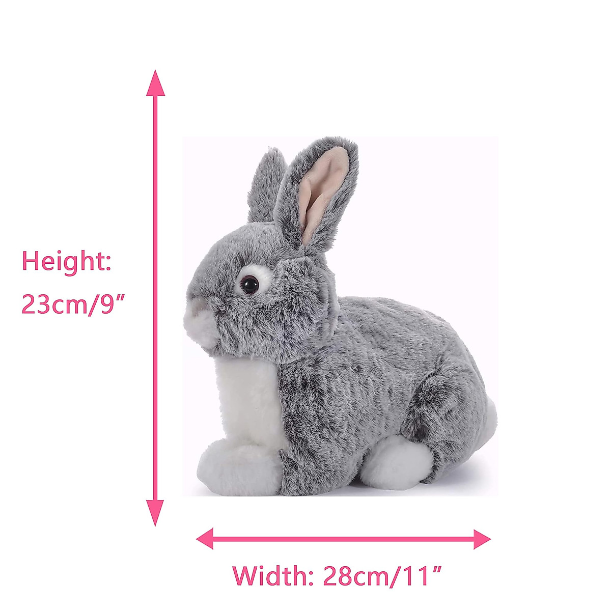 Lazada Easter Bunny Toy Stuffed Animal Realistic Rabbit Plush Toy Gray 9.5"