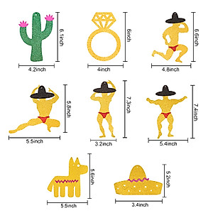 30Pcs Hanging Swirl Bachelorette Party Decorations, Funny Bridal Shower Party Supplies, Glittery Mexican Cactus Man Ring Garland Engagement Wedding Party Decor