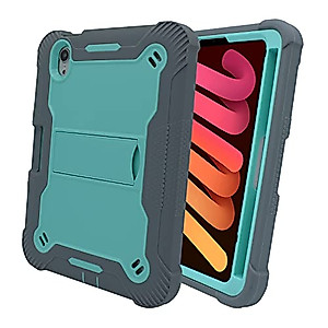 KIQ Guardian Series Rugged Case for IPad Mini 6 Case/iPad Mini Case 6th Generation 2021 8.3 Inch Cover - Teal - Grey